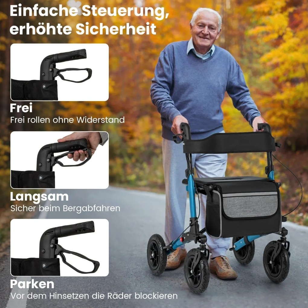 Costway Roller s pneumatikami, skládací a lehký s hliníkovým sedadlem do 140 kg