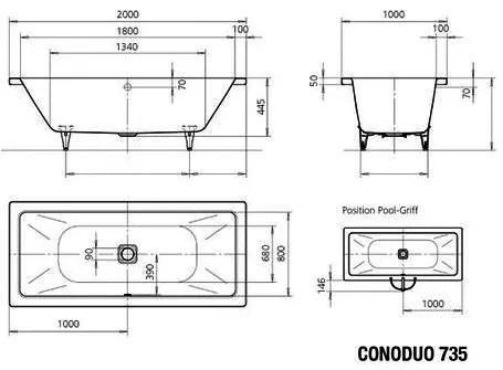 Kaldewei Conoduo 200 x 100 cm 235300010001 vana smaltovaná model 735