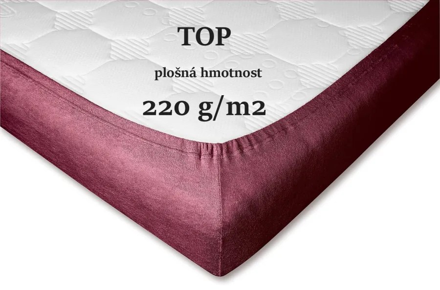 DADKA VRACOV Froté prostěradlo bordó Rozměr 200x220x20