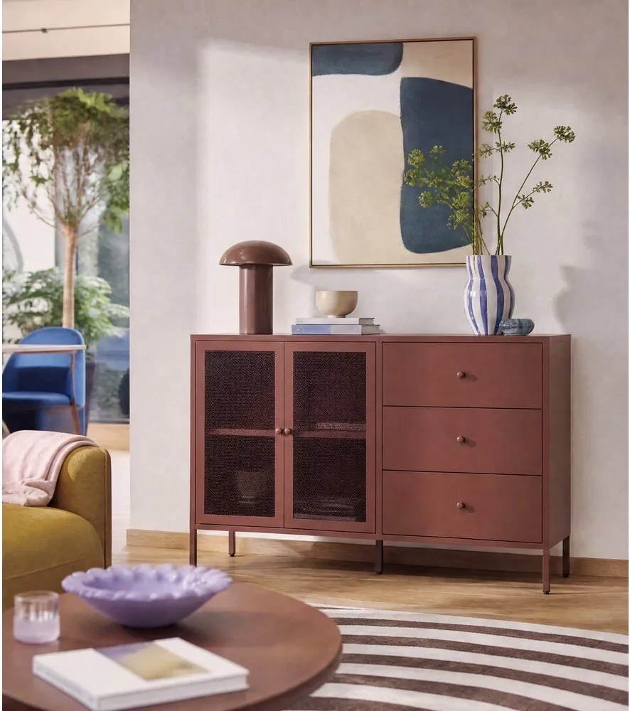 Vínová kovová komoda 140x90x40 cm Fayna – Marckeric