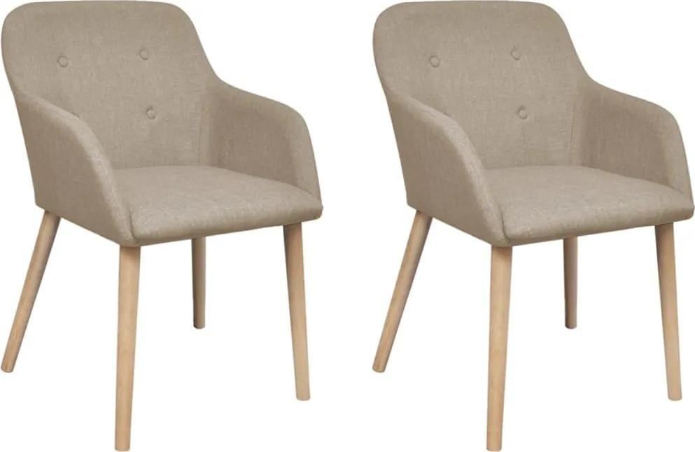 vidaXL Jídelní židle 2 ks textil a masivní dubové dřevo [241156] Barva: Béžová