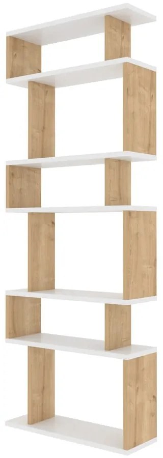 Bílá/přírodní knihovna v dekoru dubu 60x160 cm Bates – Kalune Design