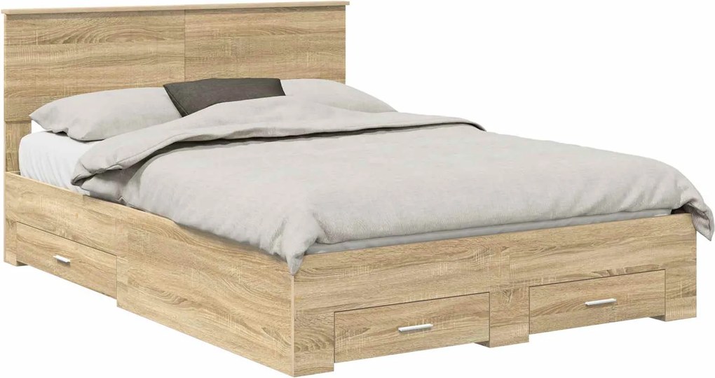 Rám postele s čelo Dub sonoma 140 x 190 cm Kompozitní dřevo 3410897