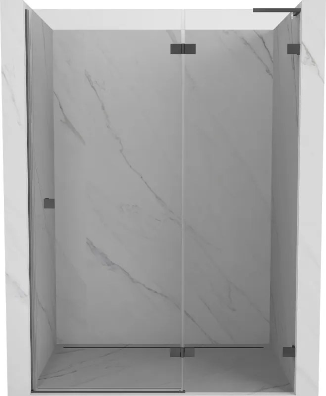 Mexen, Mexen Lunar L Otočné pravé sprchové dveře 135 cm, transparentní, pistolový kov - 834L-135-000-95-00-P