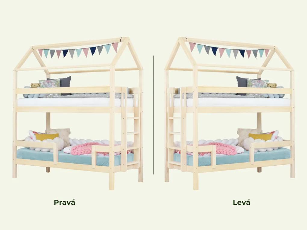 Benlemi Domečková patrová postel MONTY pro dvě děti Zvolte barvu: Tmavě šedá, Zvolte šuplík: Přistýlka 90x180 cm (s roštem), Zvolte výšku: 242 cm