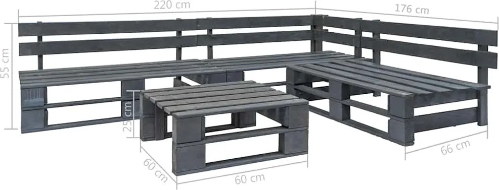 4dílná zahradní sedací souprava z palet dřevo šedá 276314