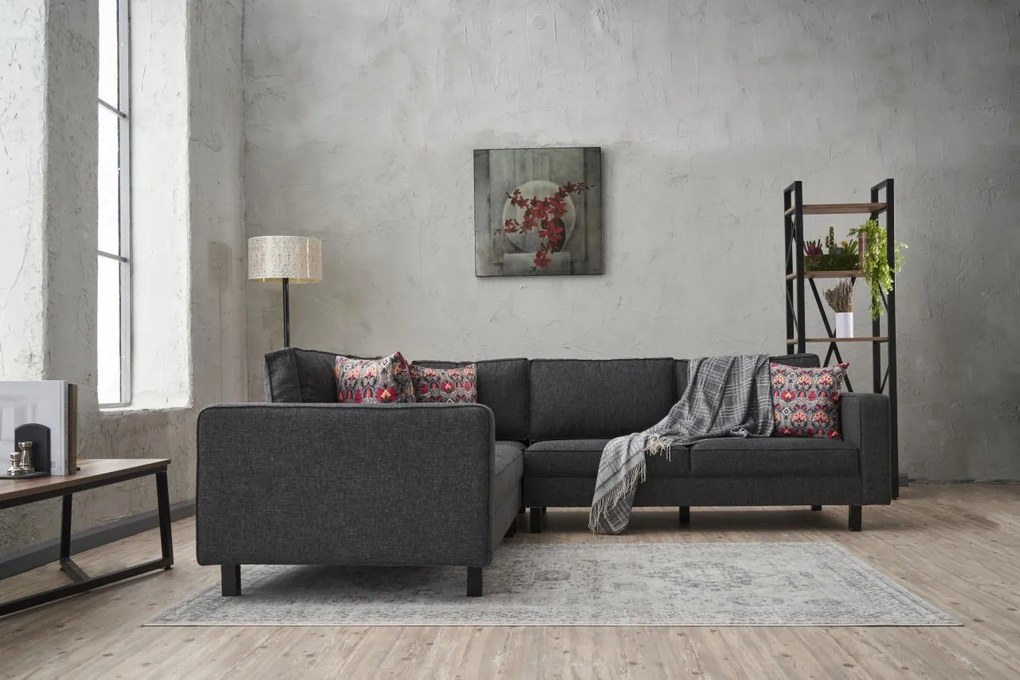 Hanah Home Rohová pohovka KALE antracitová
