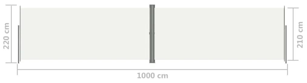 Zatahovací boční markýza krémová 220 x 1 000 cm,  318049