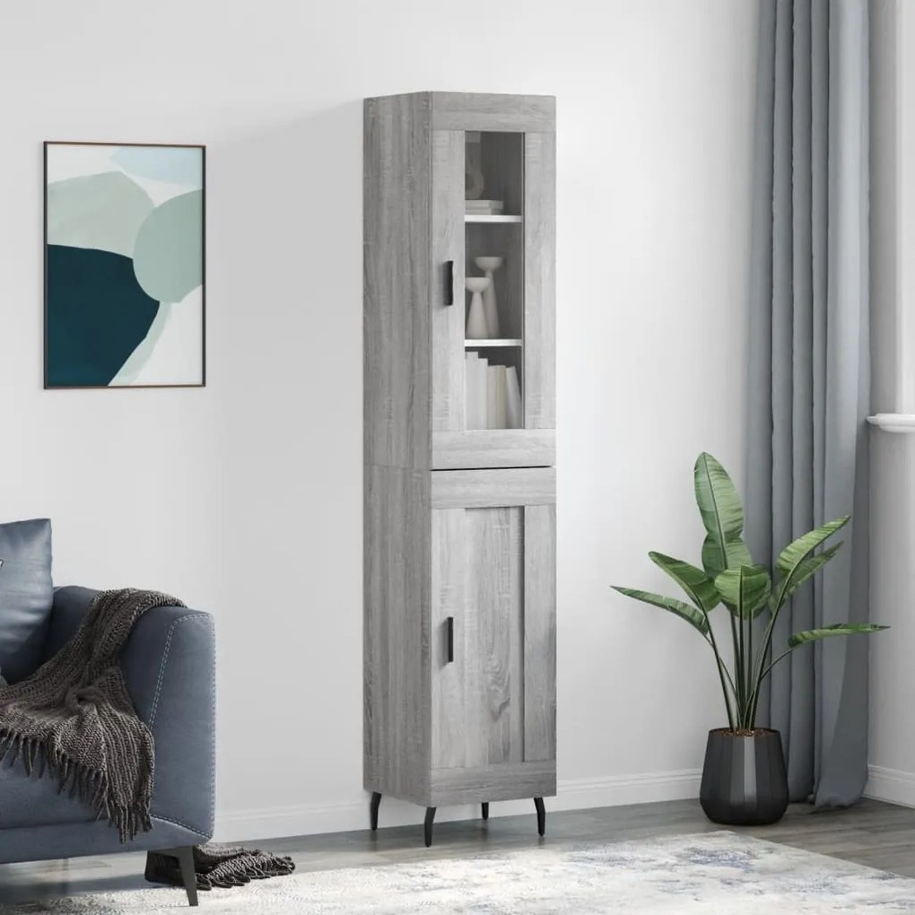 Skříň highboard šedá sonoma 34,5 x 34 x 180 cm kompozitní dřevo