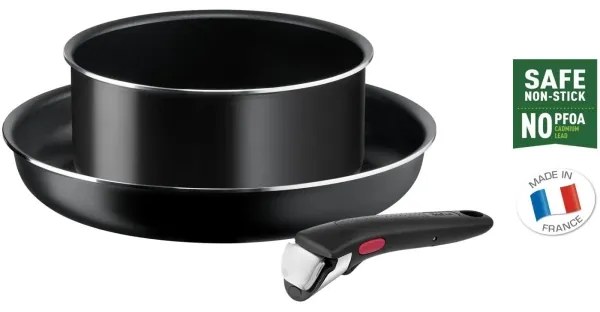 Tefal - Sada nádobí 3 ks INGENIO EASY COOK & CLEAN BLACK