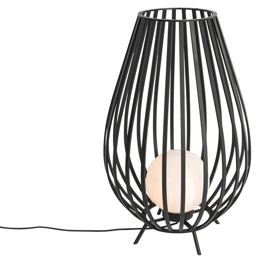 Designová stojací lampa černá s opálem 70 cm - Angela Biano.cz