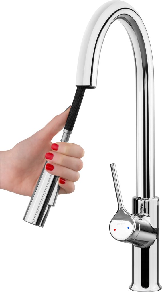 Invena Farsala, dřezová baterie s výsuvnou 2-funkční výlevkou h-433, chromová, INV-BZ-40-U01-S