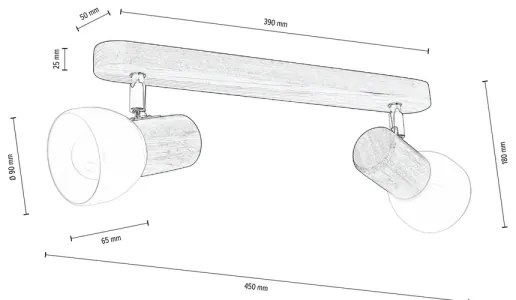 Spot-Light DO2225256 - Stropní bodové svítidlo NEL 2xE27/15W/230V borovice