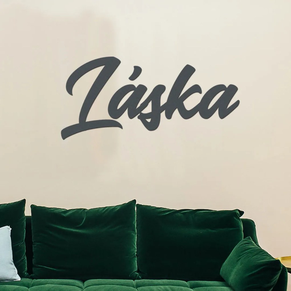 dřevo života Dřevěný nápis na zeď LÁSKA Zvolte barvu dekoru: Antracitová, Velikost textu: 60x28