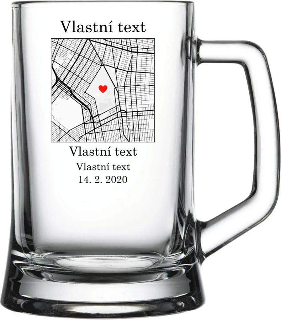 Personalizovaná pivní sklenice s mapou
