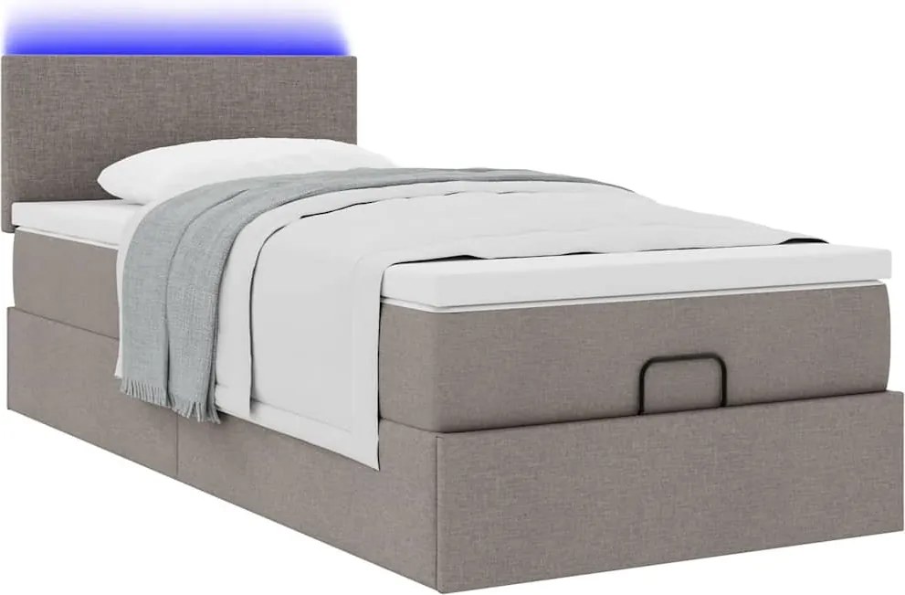 Osmanská postel s matrací & LED taupe 90x200 cm látka 3312198