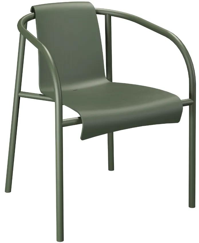 OnaDnes -20% Zelená plastová zahradní židle HOUE Nami s područkami