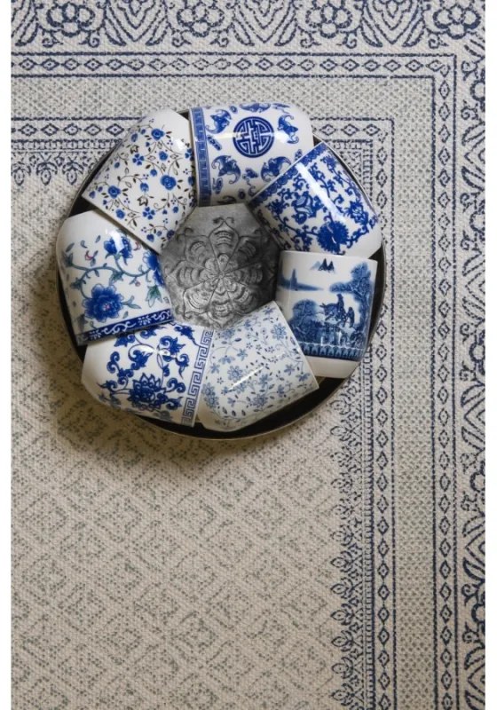 Porcelánový kalíšek na čaj s modrými ornamenty- 6x8 cm / 0,1L – 100 ml
