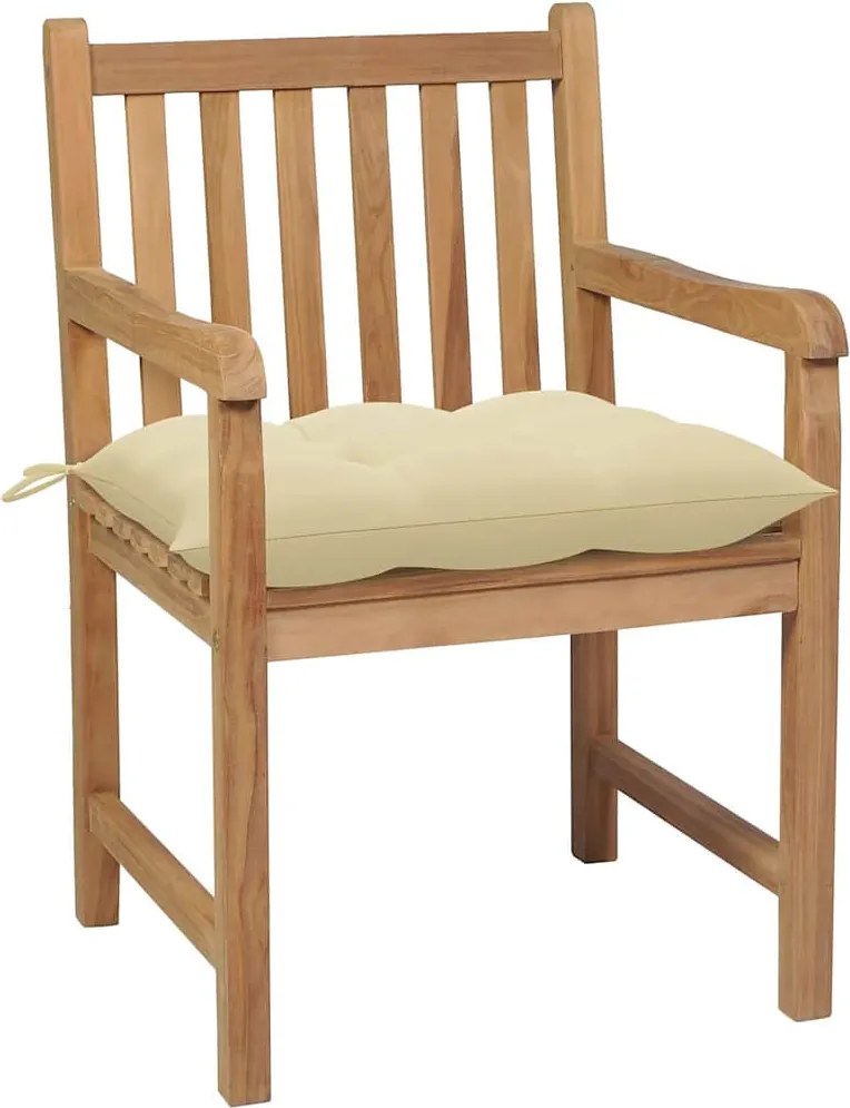 Zahradní židle 6 ks krémově bílé podušky masivní teak 3073048