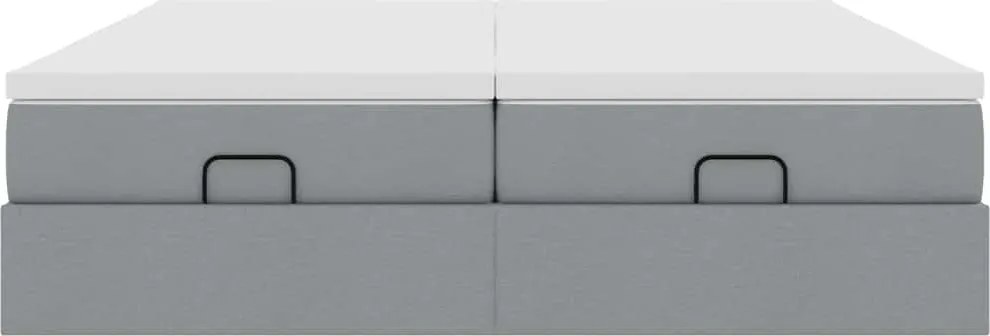 Osmanský rám postele s matrací světle šedý 200x200cm textil 3311248