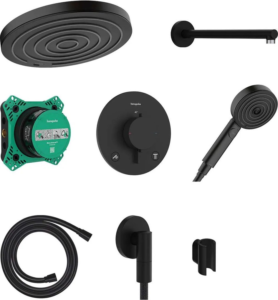 Hansgrohe Pulsify S - Sprchový set s termostatem pod omítku, s tělesem, průměr 26 cm, EcoSmart, matná černá 24624670