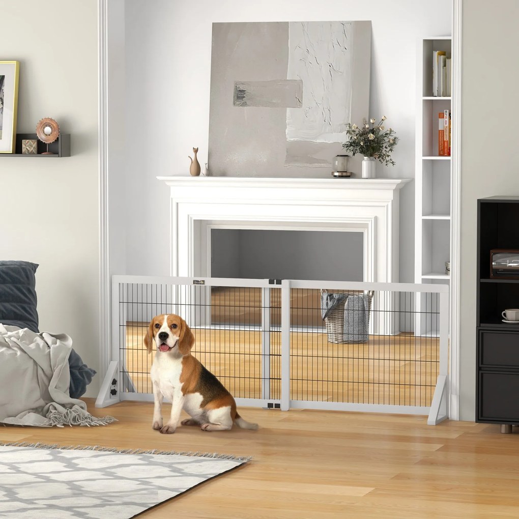 PawHut Bezpečnostní Bariera pro Psy, 2-panelová nastavitelná šířka ochranná bariéra 101-181D x 44Š x 67V cm, pro schody, dveře, chodby, z borovicového