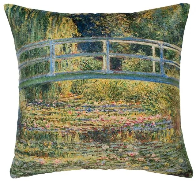 SCANquilt povlak ART VELVET monet-jezero s lekníny zelená 45 x 45 cm