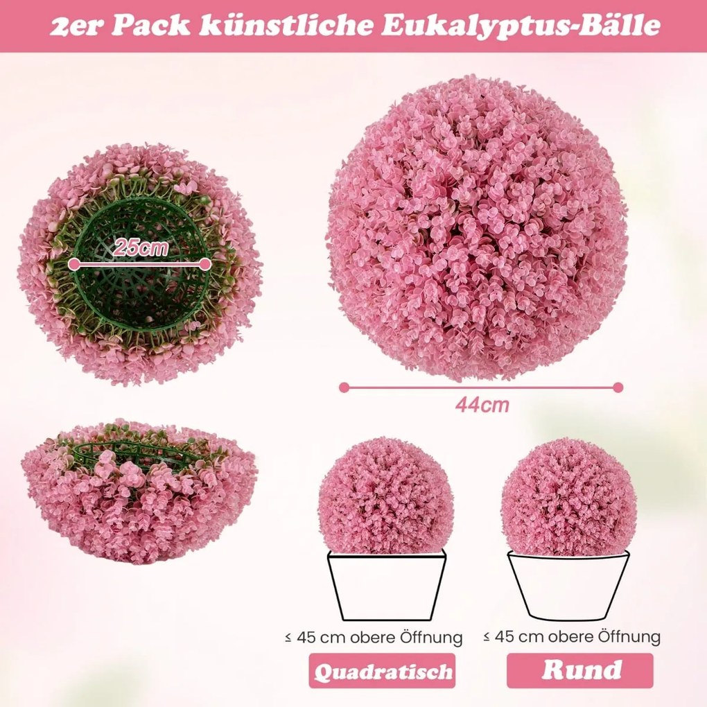 Costway 2 zimostrázová koule 44 cm umělá rostlina eukalyptus zimostrázová koule