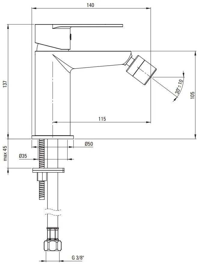 Deante Alpinia, stojánková bidetová baterie, chromová, DEA-BGA_030M