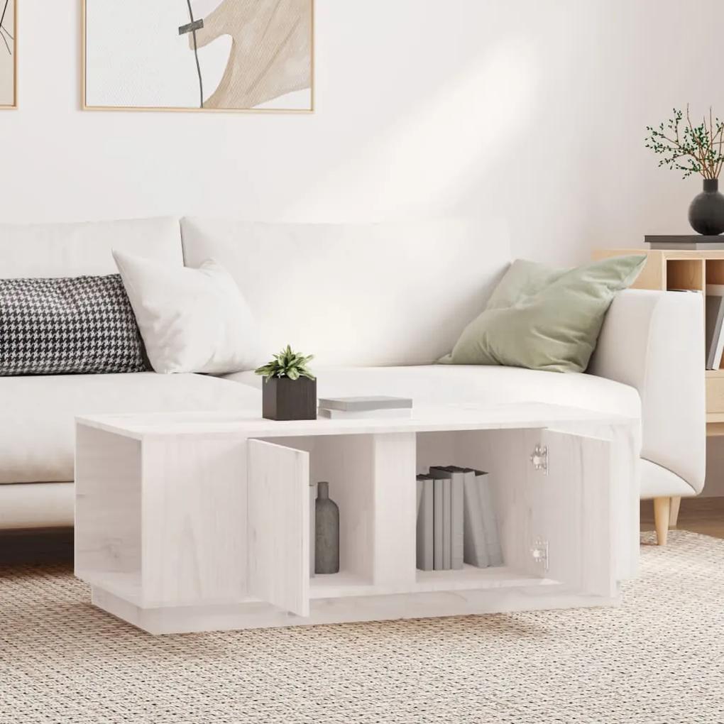 Konferenční stolek bílý 110x50x40 cm masivní borové dřevo - Default Title