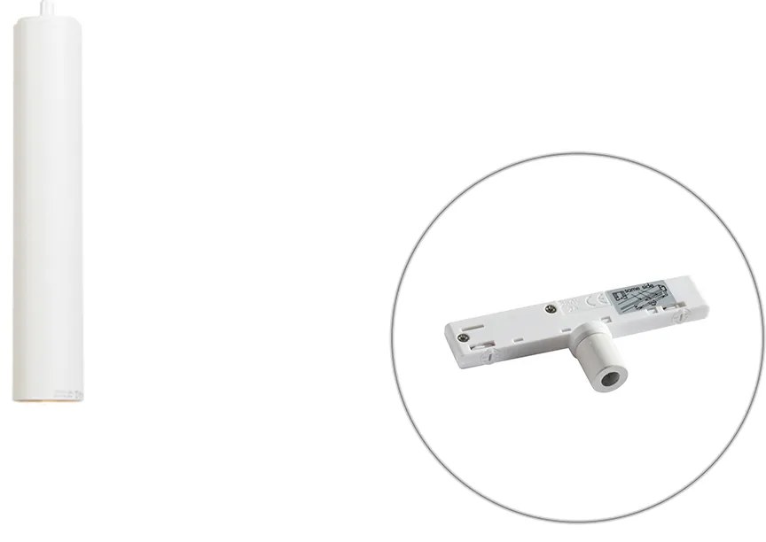 Designové závěsné svítidlo bílé vč. 1-fázového kolejnicového adaptéru - Slimline Tuba Small