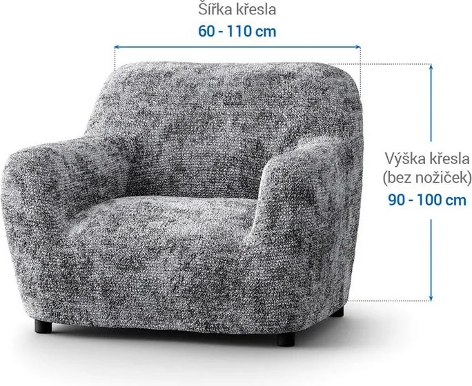 Bielastické potahy MARMO šedé křeslo (š. 60 - 110 cm)