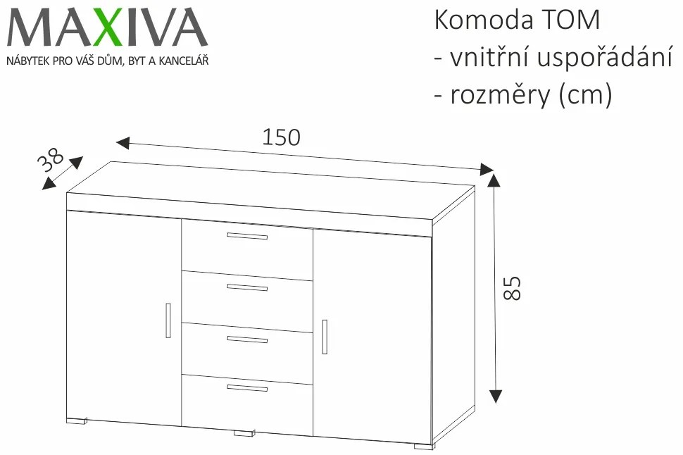 MAXIVA Komoda - TOM 2, dub sonoma / bílá