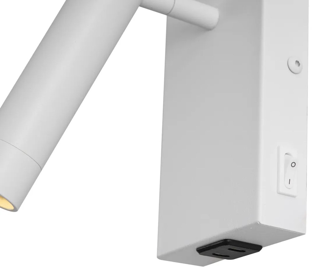 Moderní nástěnná lampa bílá nastavitelná s USB-C - Croft