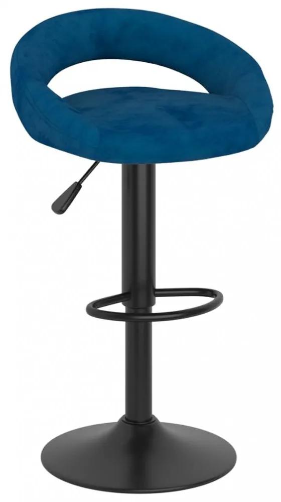 Barová židle samet / kov Dekorhome Modrá