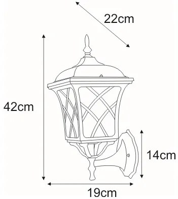 KEJO Venkovní nástěnné svítidlo KERRY, 1xE27, 60W, zlaté, IP44 K-5180A CZARNY/ZŁOTY