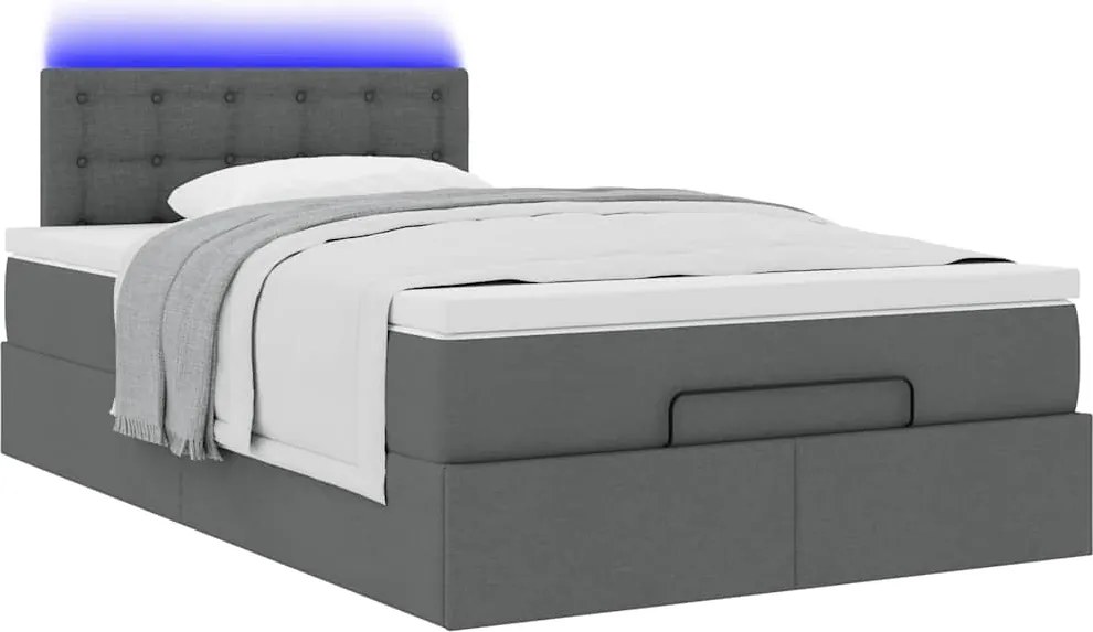 Osmanská postel s matrací &amp; LED tmavě šedá 120x190 cm látka 3312458