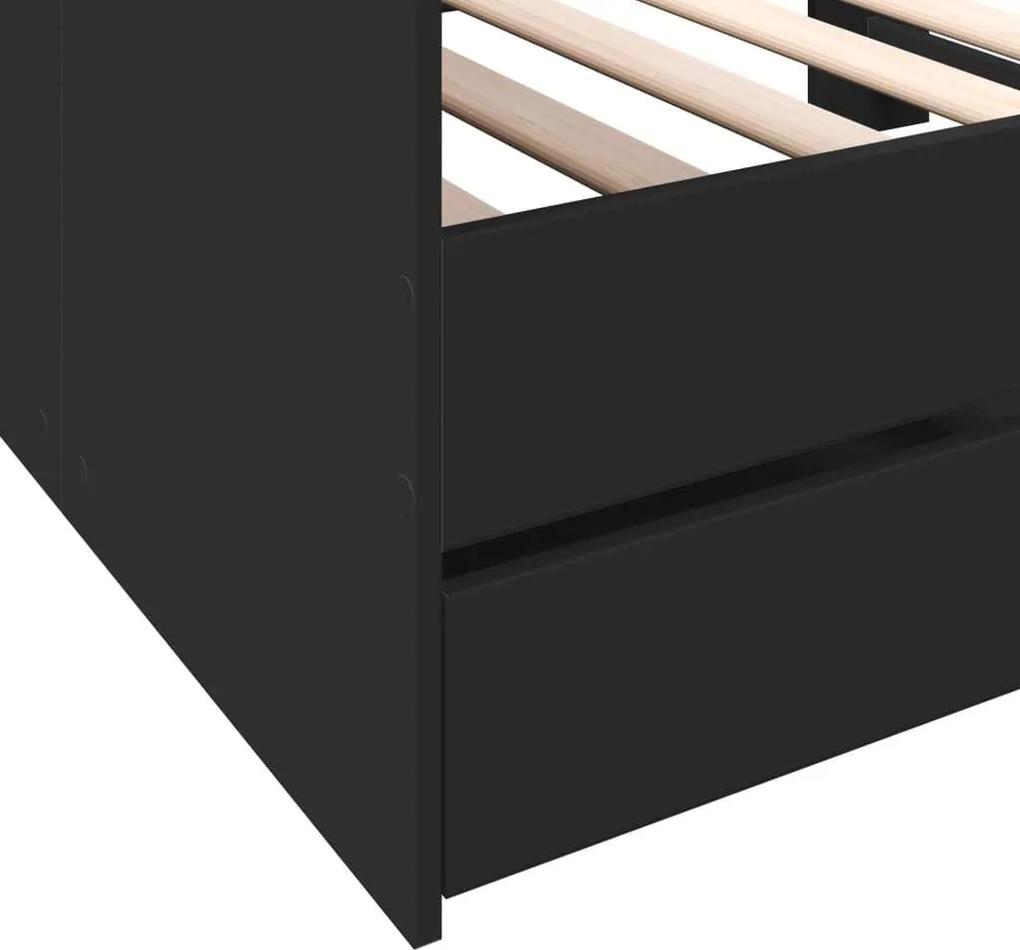 vidaXL Válenda se zásuvkami 90 x 200 cm kompozitní dřevo [3280847] Barva: Černá