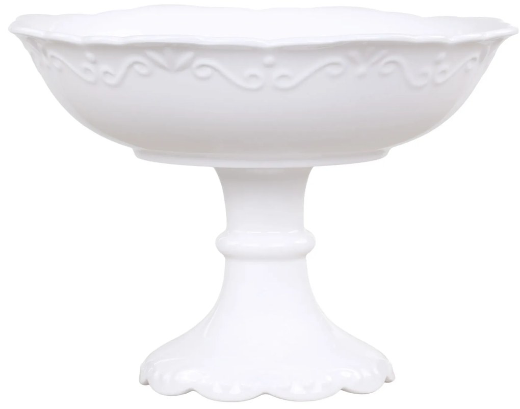 Chic Antique Porcelánová mísa na nožce Provence, bílá barva, porcelán