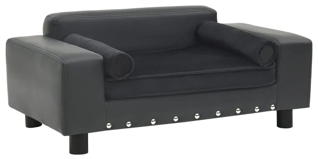 Pohovka pro psy tmavě šedá 81 x 43 x 31 cm plyš a umělá kůže 171044