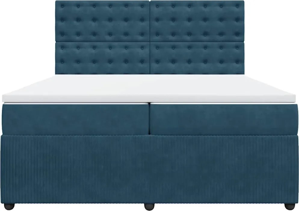 Box spring postel s matrací modrá 200 x 200 cm samet 3294746