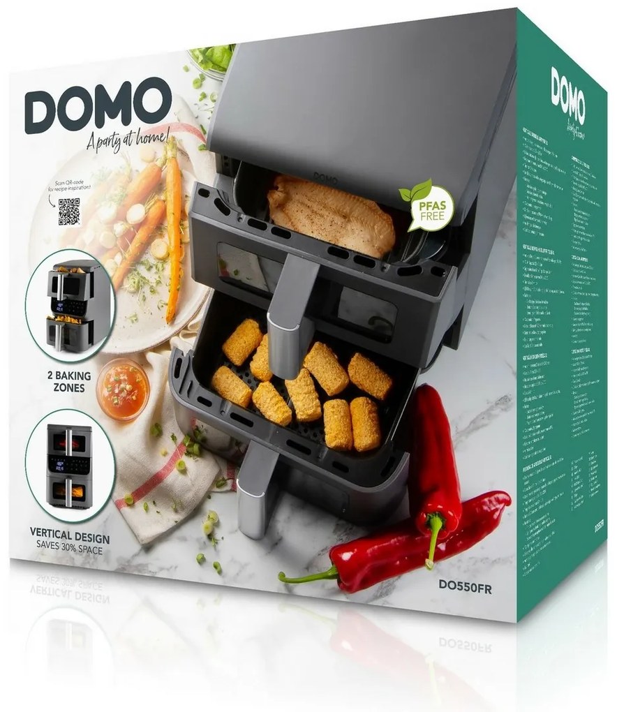 DOMO DO550FR vertikální dvojitá horkovzdušná fritéza