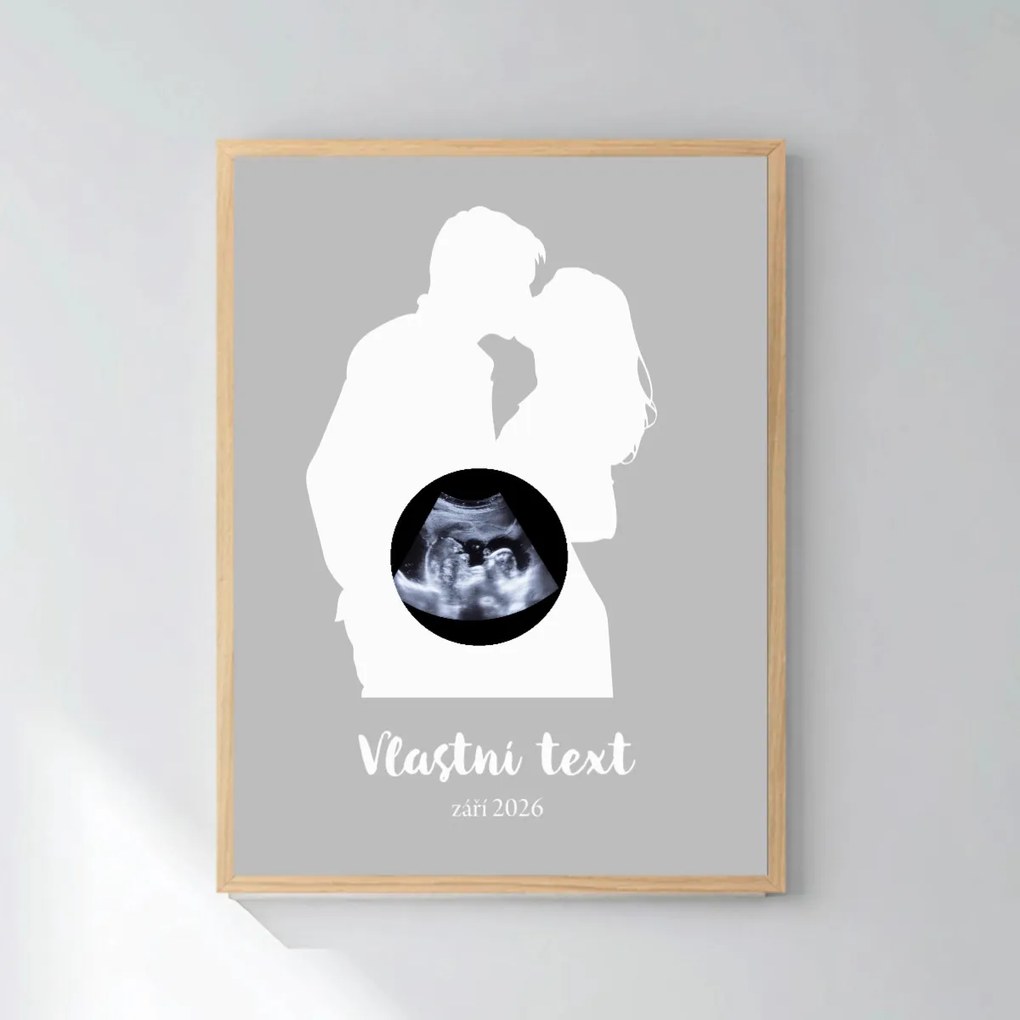 Personalizovaný magický fotoobraz v rámu - čtverec 30x40 - s párem a ultrazvukem