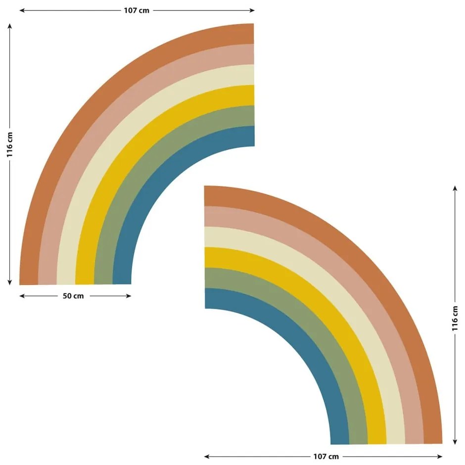 Dětská samolepka na zeď 158x87 cm Pastel Rainbow – Ambiance