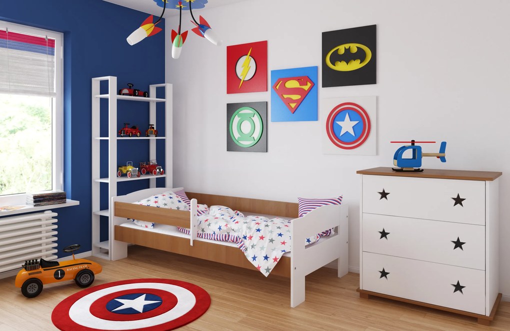 BabyBeds Dětská postel ADAS Velikost postele: 160x80 cm, Barevné provedení: Modrá, Úložný prostor: Ne, bez úložného prostoru Bílá