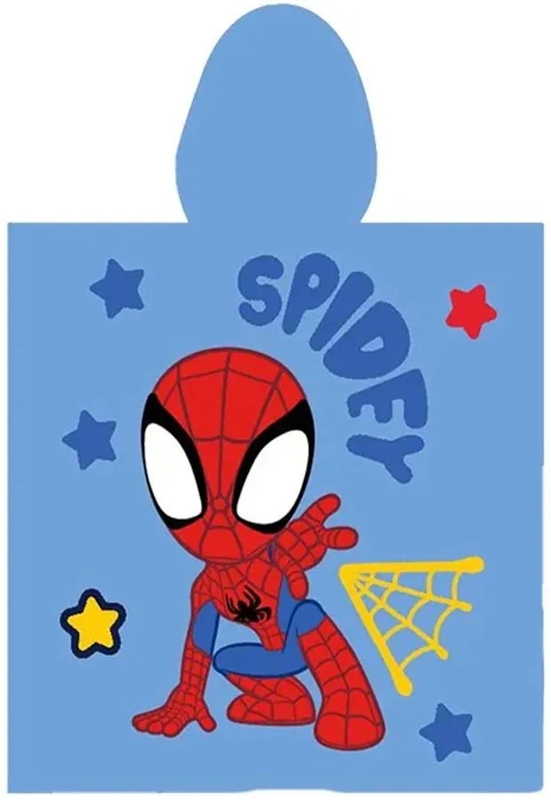 Dětské plážové pončo - bavlněná osuška s kapucí Spidey - 100% bavlna - 55 x 110 cm - pre deti od 3 do 6 rokov