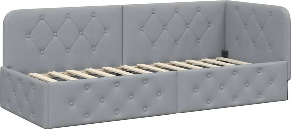 Rohový rám postele Světle šedá 80 x 200 cm textil 3394029