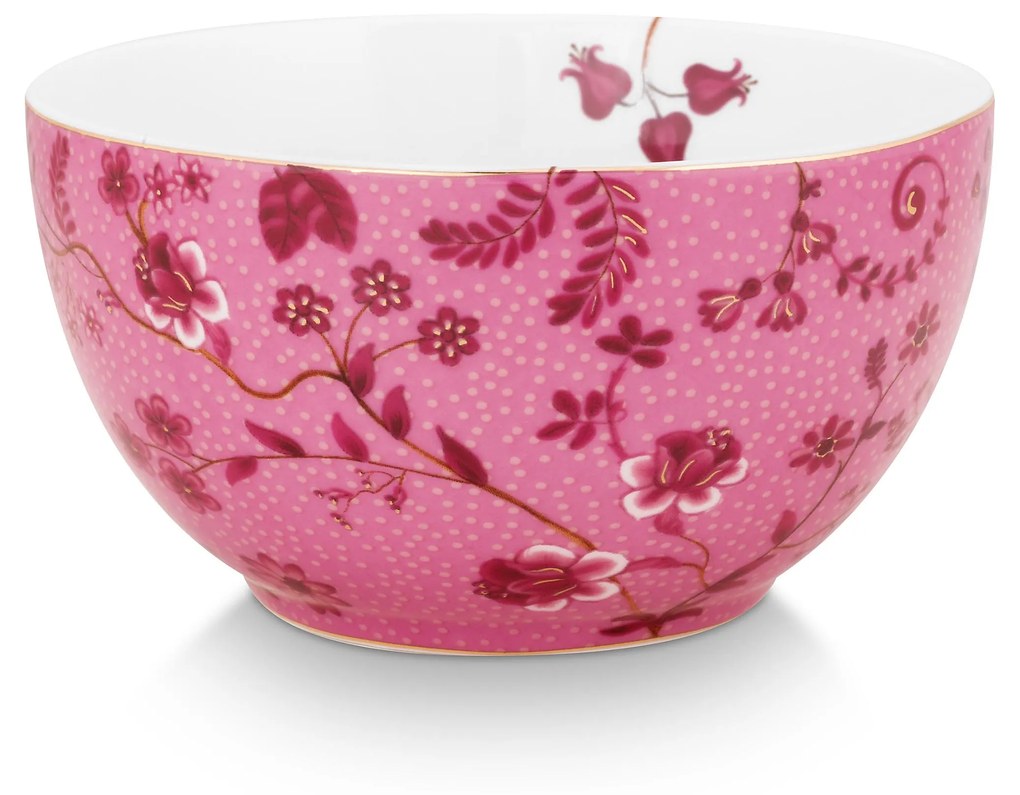 Pip Studio Jolie Flowers miska ∅12cm, růžová (miska z tenkostěnného porcelánu)