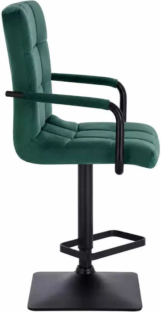 LuxuryForm DESIGN Barová židle VERONA BLACK VELUR na černé hranaté podstavě - zelená
