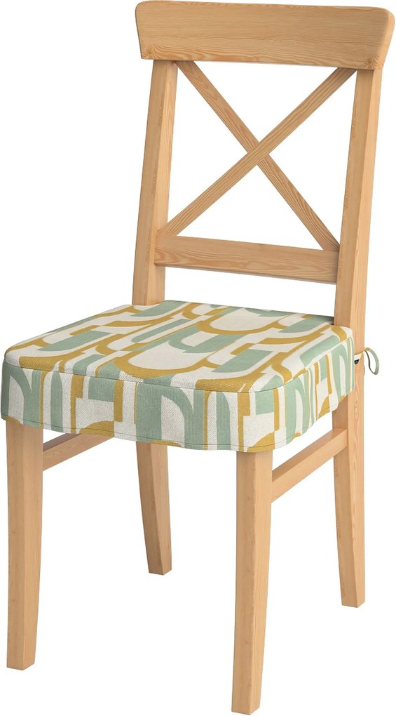Sedák na židli IKEA Ingolf barva zelená látka pletený vzor, vzorované
